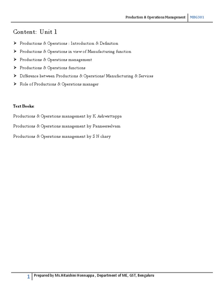 POM Unit1 | PDF | Operations Management | System