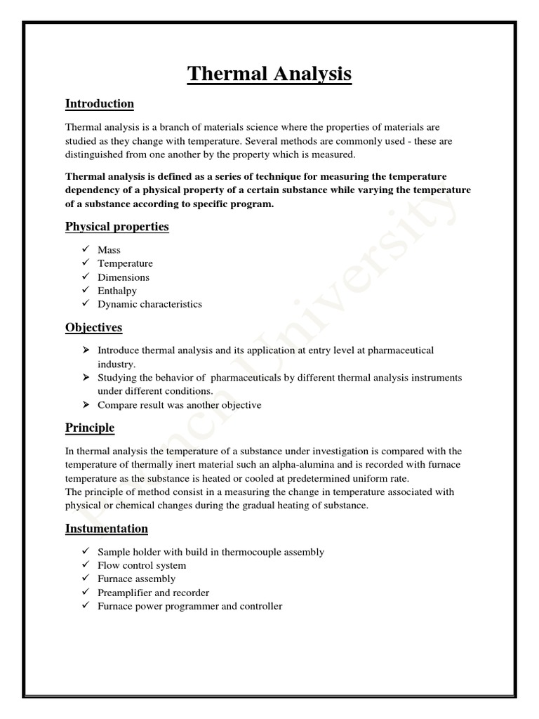 Thermal Analysis | PDF | Differential Scanning Calorimetry | Thermal ...