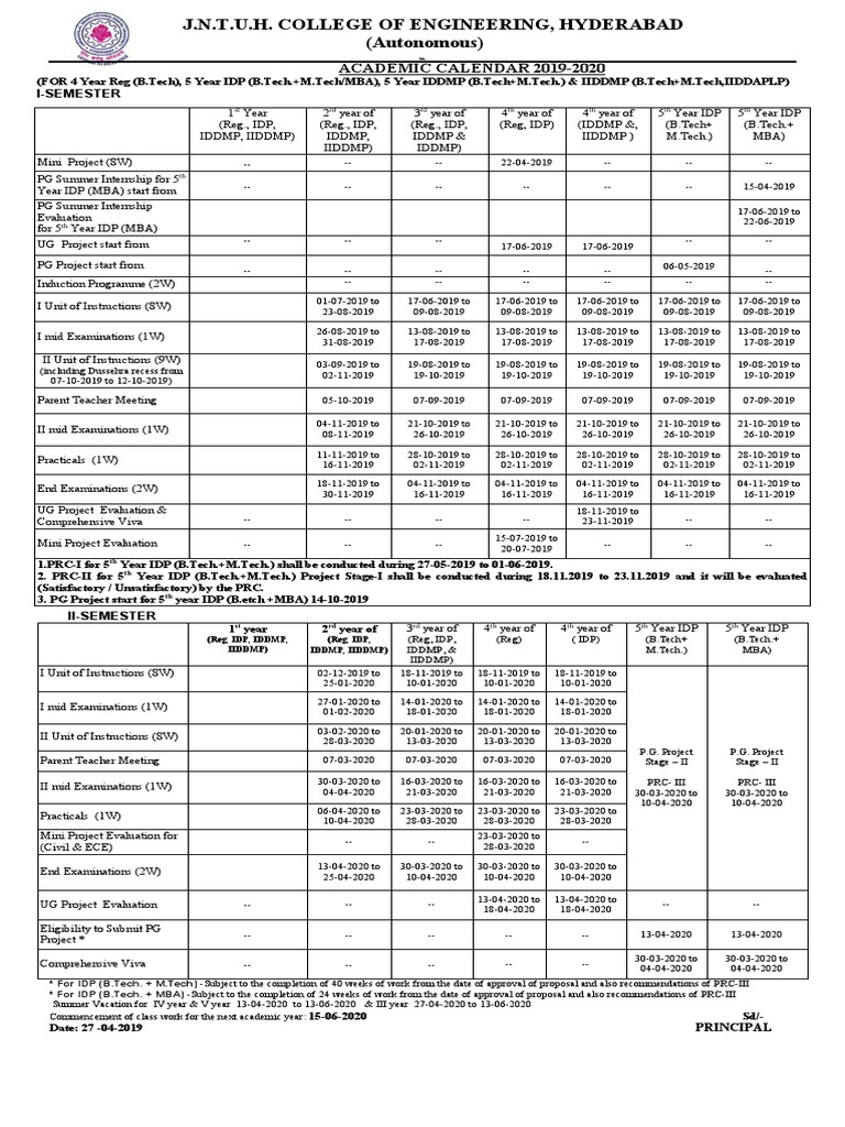 Academic Calendar 2019 20 | PDF | Educational Assessment And Evaluation ...