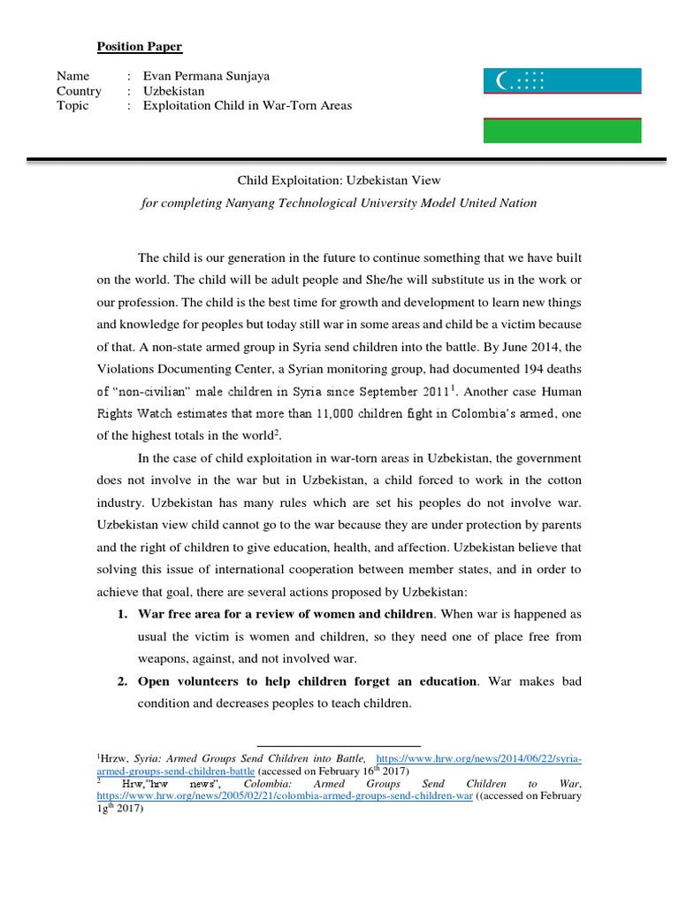Position Paper For NTU MUN | PDF | Uzbekistan | Human Rights