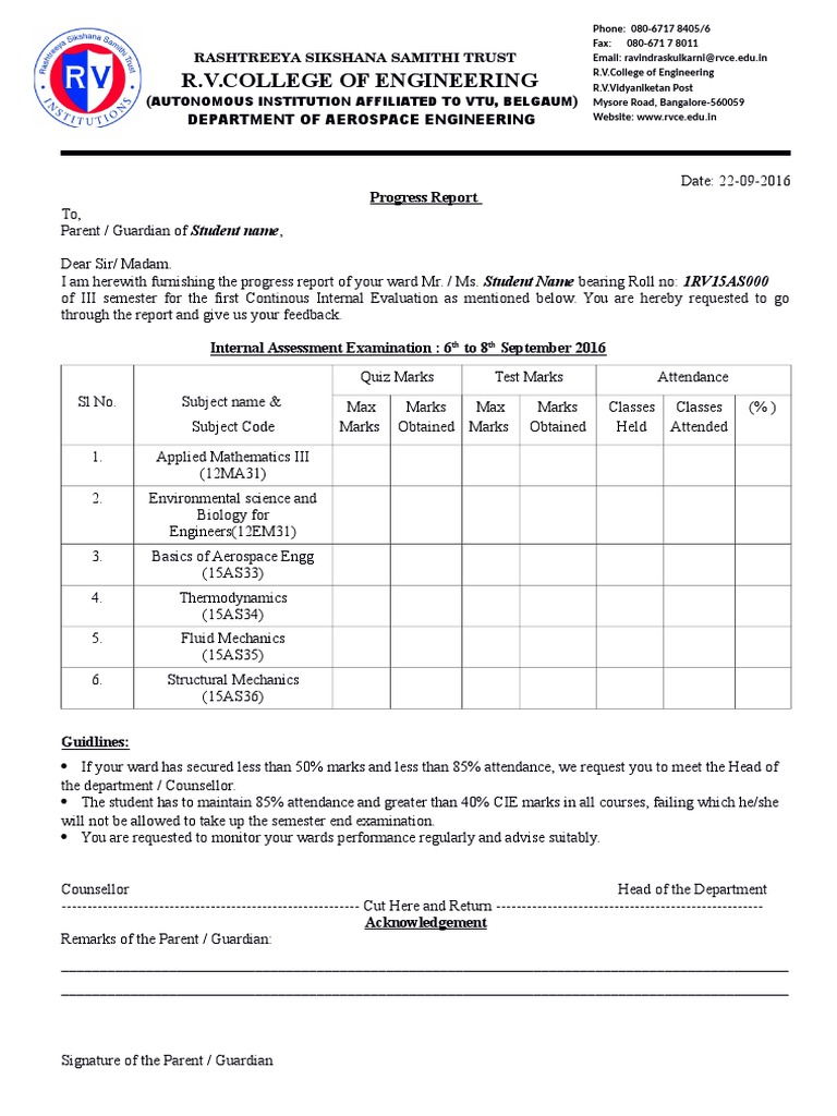 R.V.College of Engineering: Progress Report | PDF | Learning