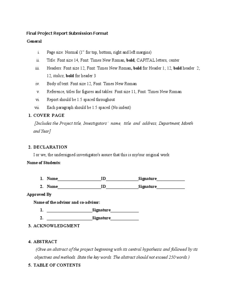 Final Project Report Submission Format | PDF | Times New Roman ...