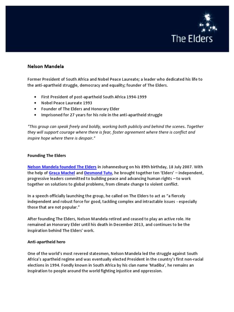 Nelson Mandela - Biography | PDF | Nelson Mandela | Apartheid