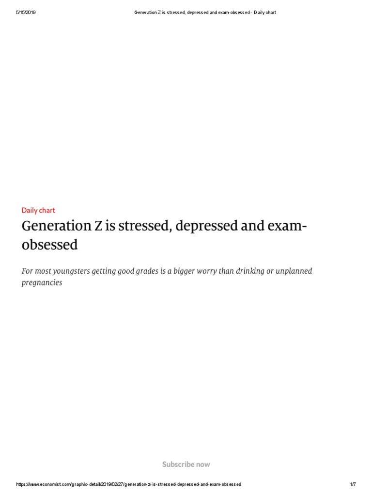 Generation Z Is Stressed, Depressed and Exam-Obsessed - Daily Chart ...