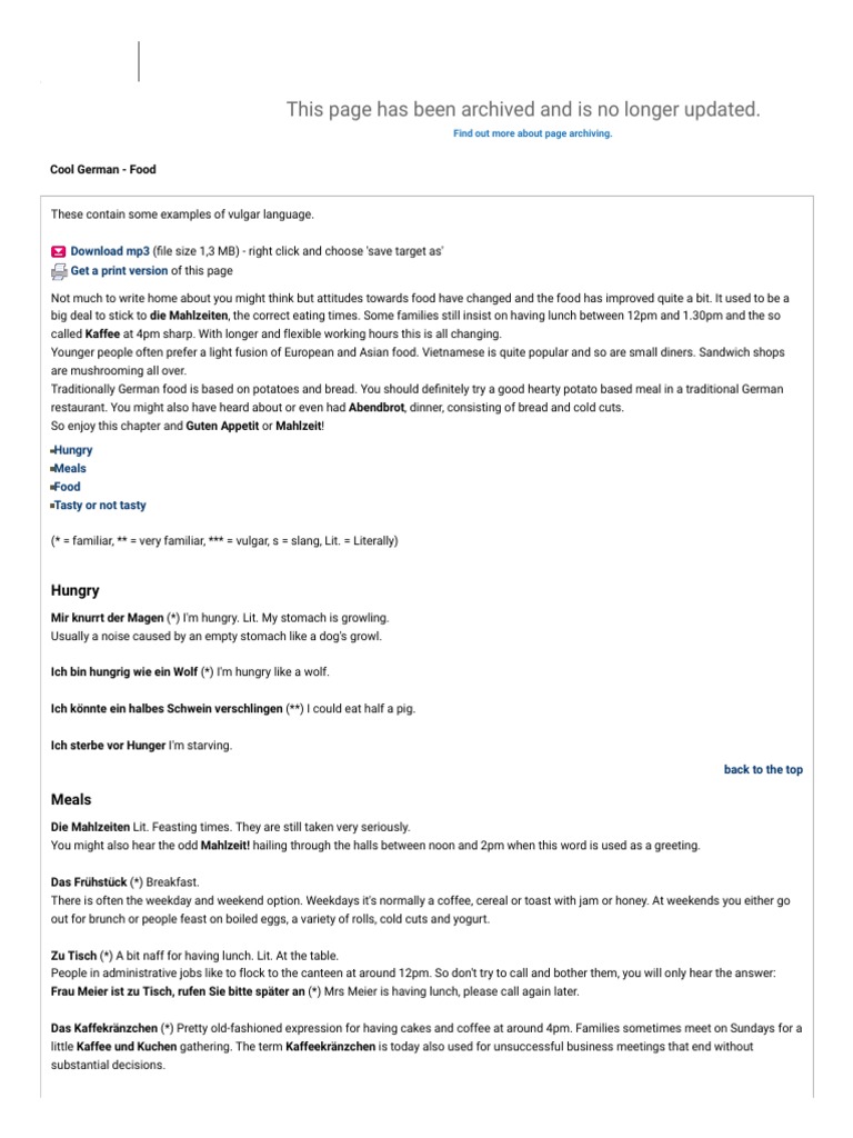 BBC - Languages - German - Cool German - Food | PDF | Lunch | Eating ...