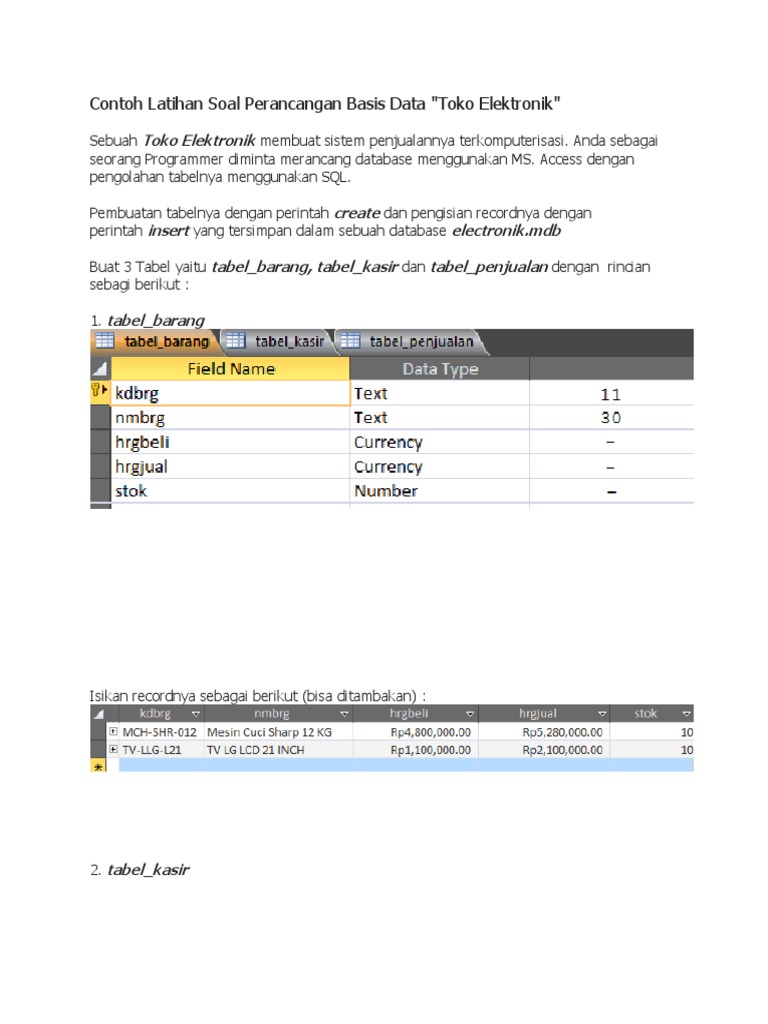 Contoh Latihan Soal Perancangan Basis Data | PDF