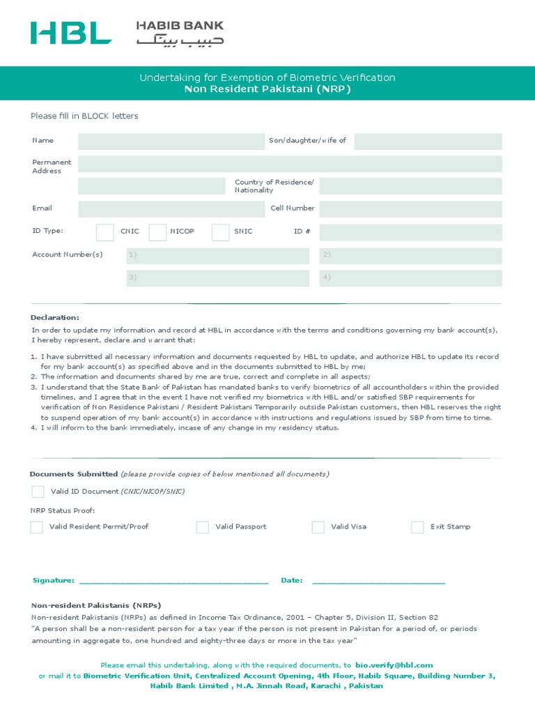 Overseas hbl account biomatric | Government And Personhood | Official ...