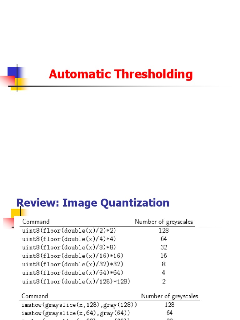 Automatic Thresholding | PDF | Image Segmentation | Algorithms