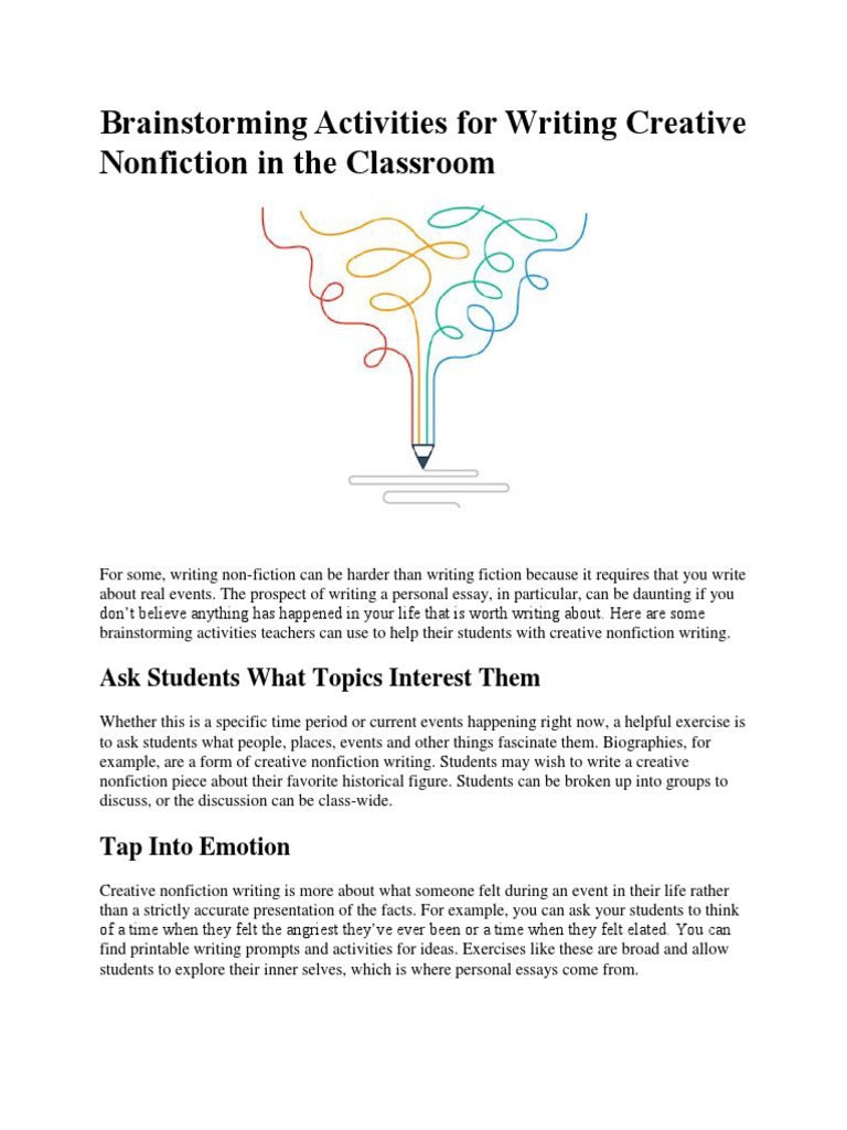 Brainstorming Activities For Writing Creative Nonfiction in The ...