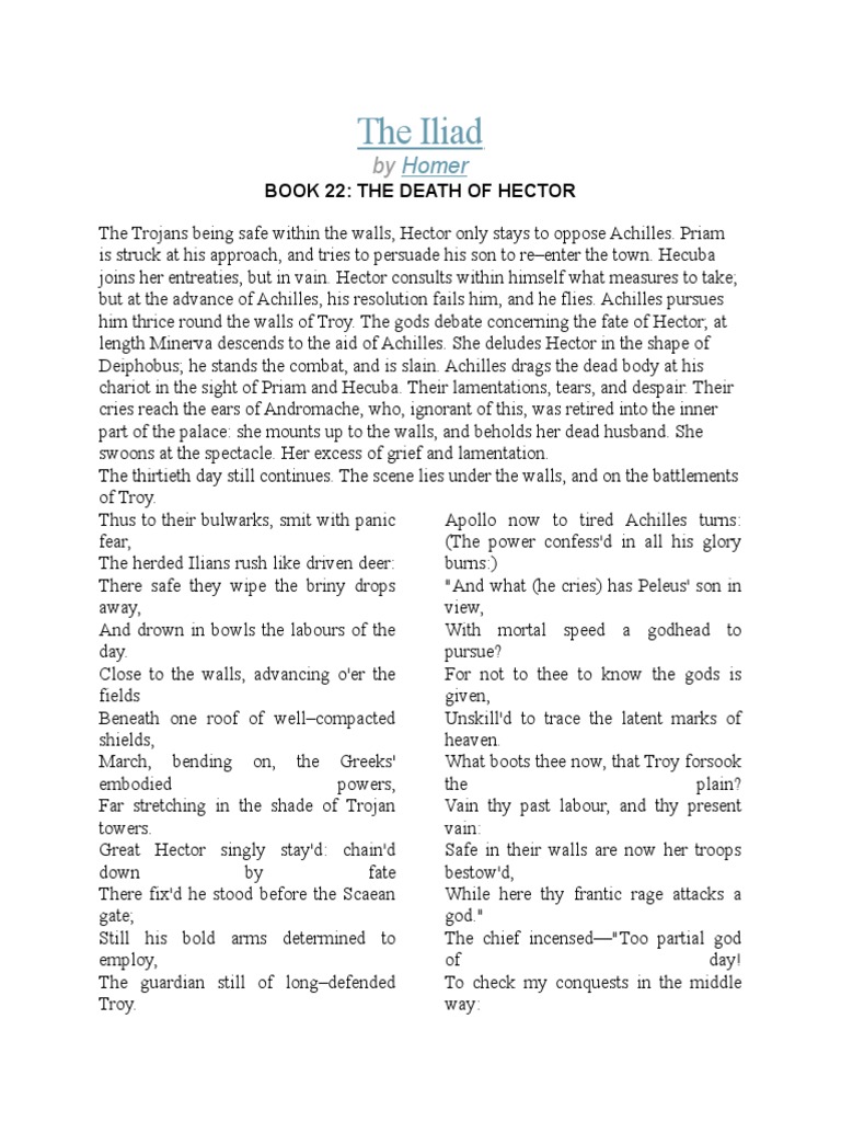 The Iliad | PDF | Hector | Achilles