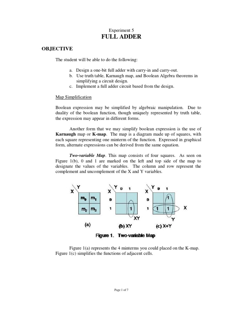 Full Adder Experiment 5 | PDF | Mathematical Logic | Logic