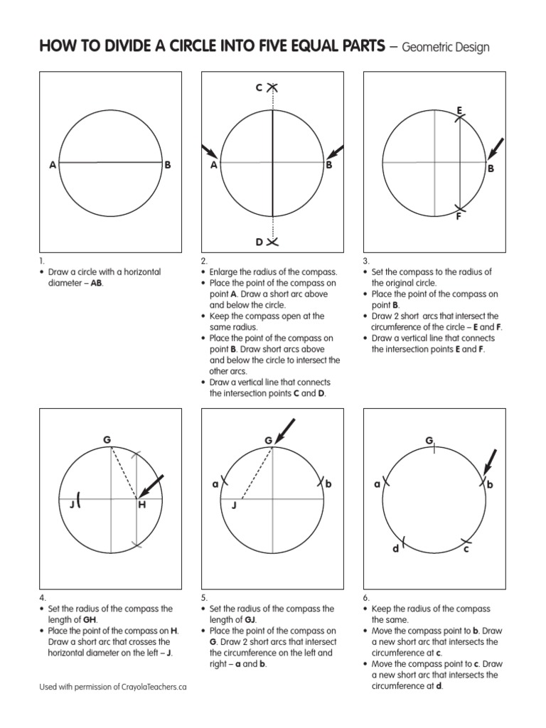 How To Divide A Circle Into Five Equal Parts - : Geometric Design | PDF | Circle | Elementary ...
