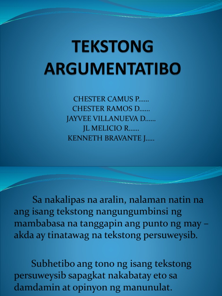 Tekstong Argumentatibo | PDF