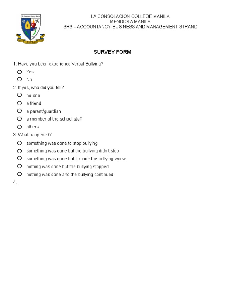 Verbal Bullying Survey for SHS Students | PDF