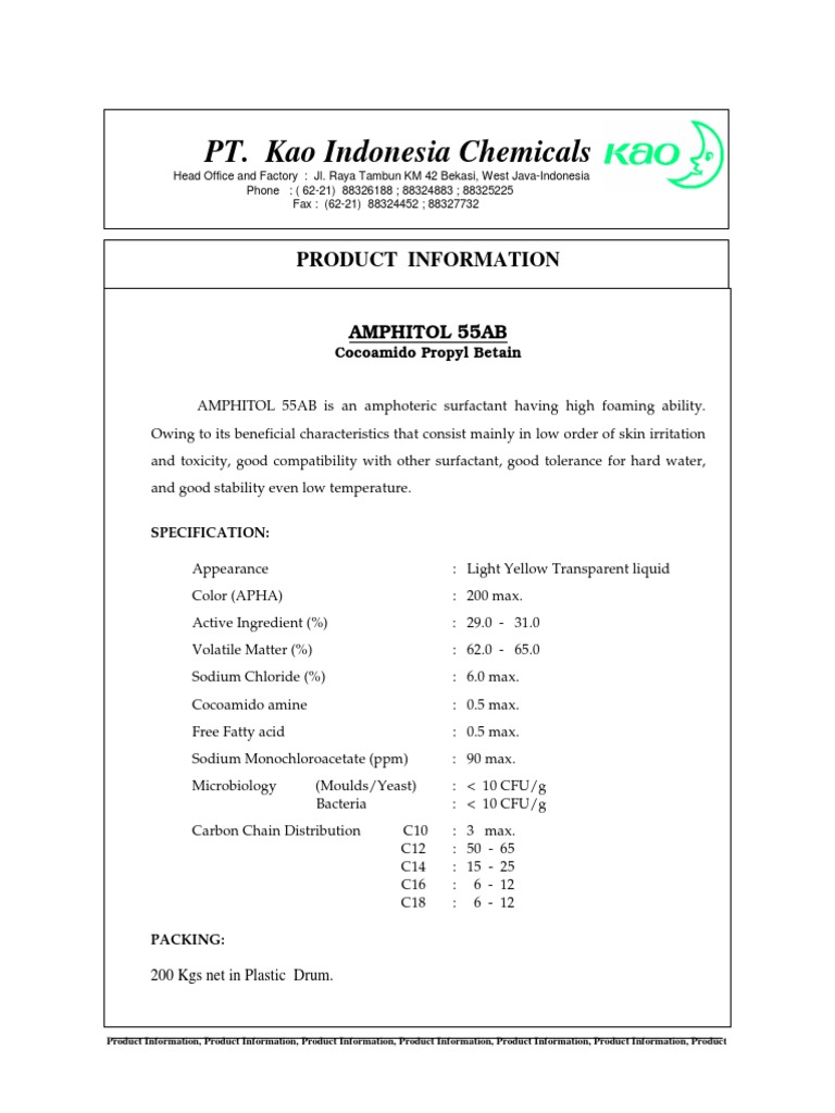 Amphitol 55AB: High-Foam Surfactant | PDF