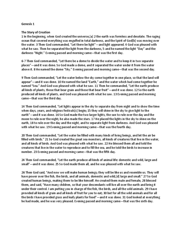 The Story of Creation | PDF | Genesis Creation Narrative | Sky