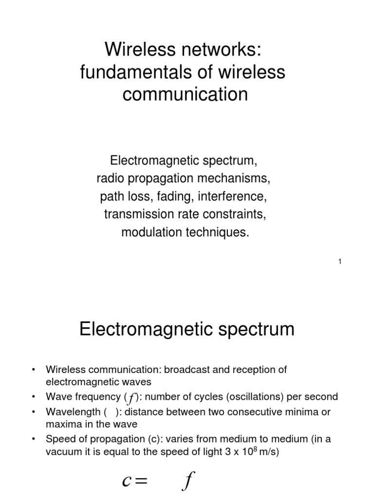 Wireless Networks: Fundamentals of Wireless Communication | PDF | Radio ...