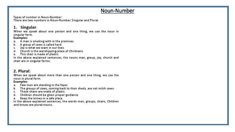 Noun Number | PDF | Grammatical Number | Syntactic Relationships