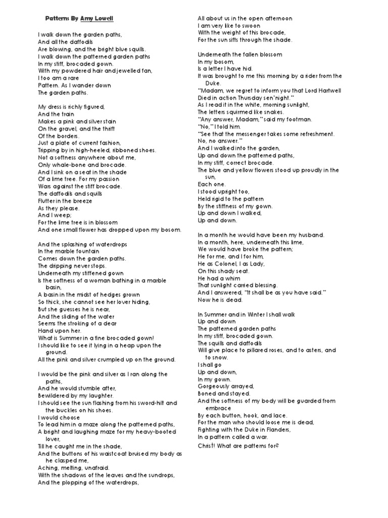 Patterns by Amy Lowell | PDF | Fashion | Clothing