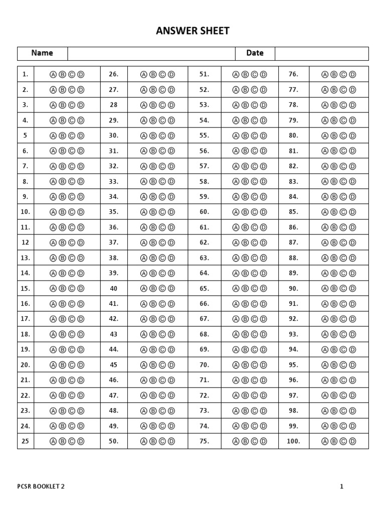 ANSWER-SHEET Sample (CSC) PDF | PDF | Des sports