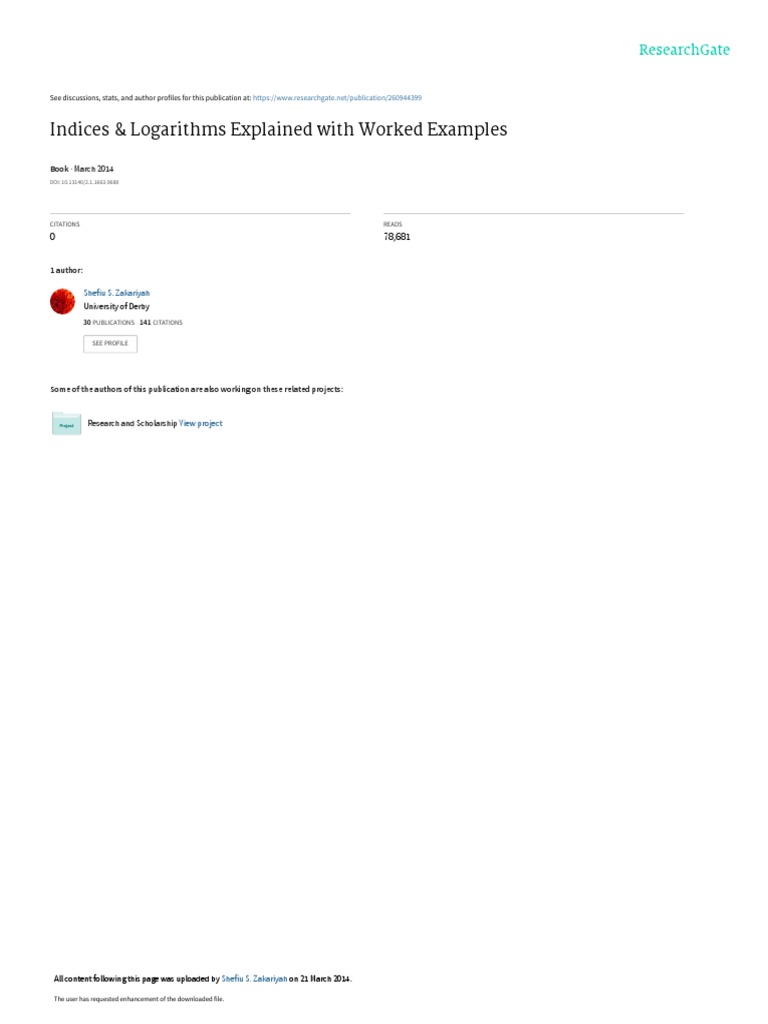 Indices & Logarithms Explained With Worked Examples: March 2014 | PDF | Logarithm | Exponentiation