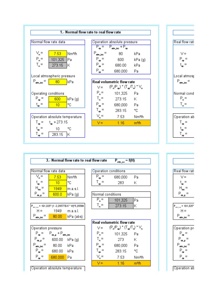 Normal To Real Flow Rate and FAD Flow Rate | PDF | Chemical Process ...