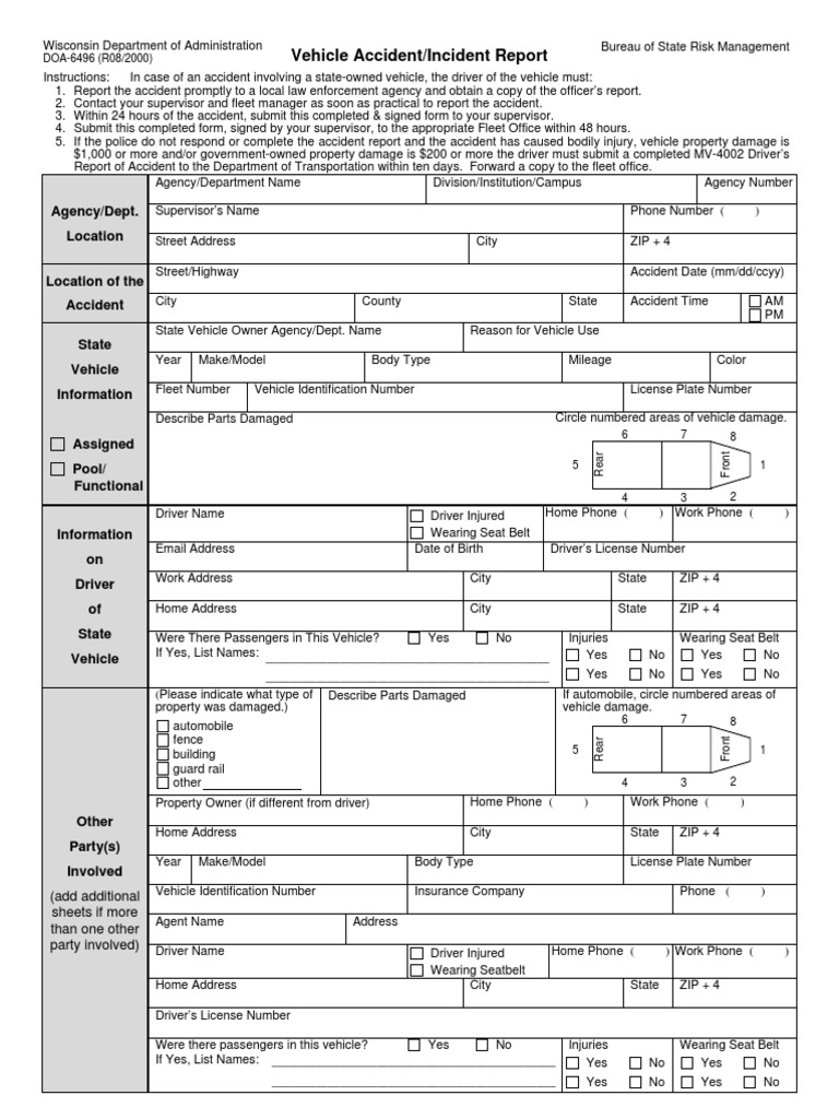 State Vehicle Accident Report | PDF | Traffic Collision | Seat Belt