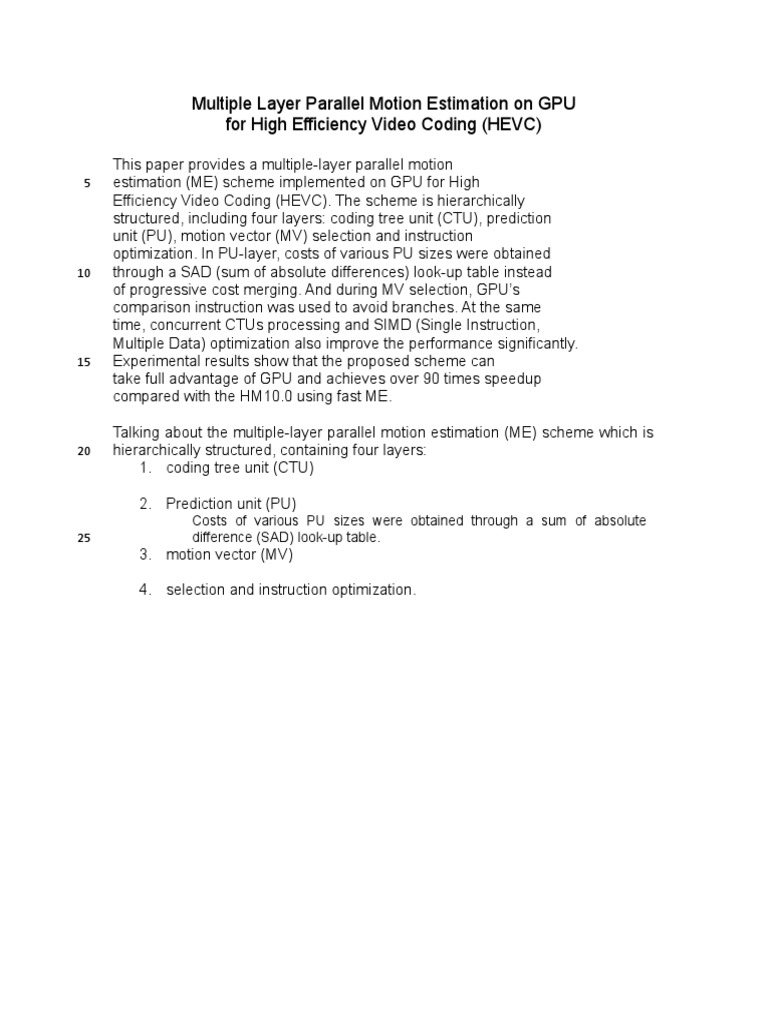 GPU-Based Motion Estimation for HEVC | PDF