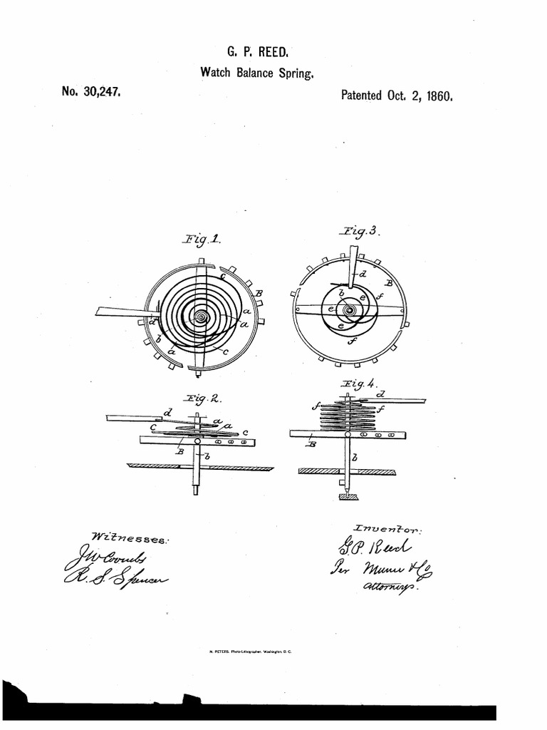 Watch Balance Spring,: No. 30,247, Patented Oct. 2, 1860 | PDF ...
