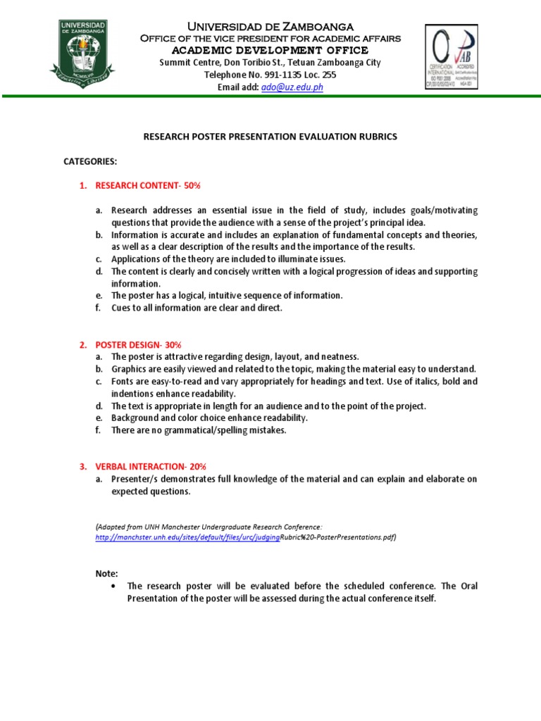 Rubrics For Poster Making | Download Free PDF | Cognition | Cognitive ...