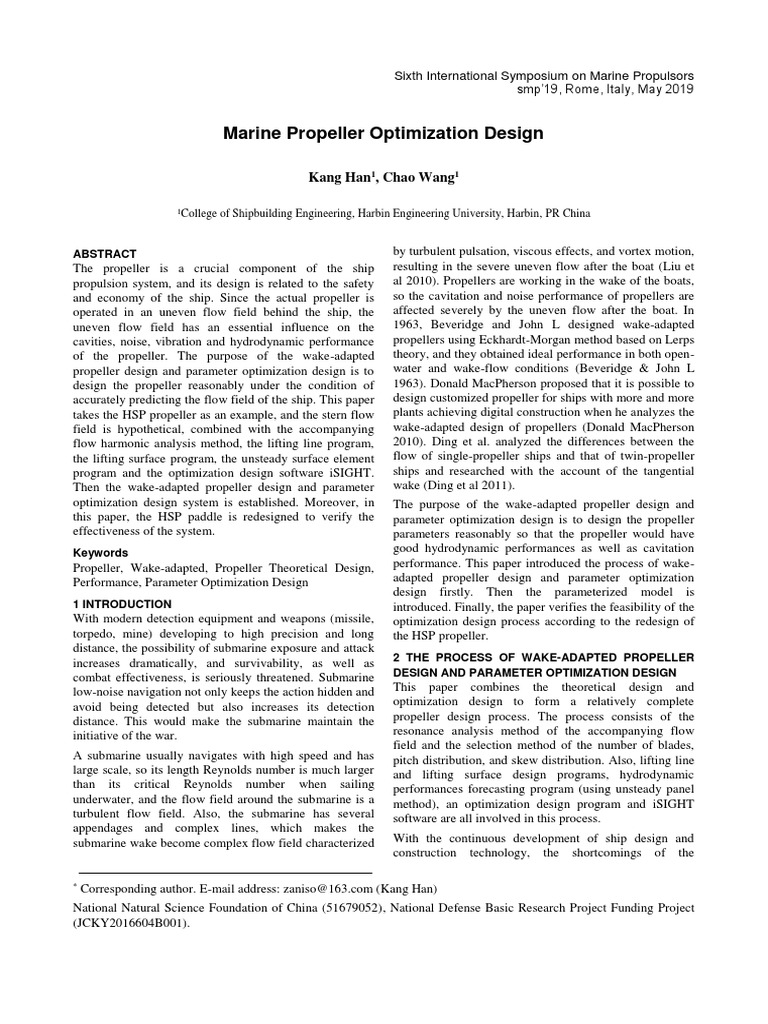 Wake Adapted Propeller Design | PDF | Propeller | Mechanical Engineering