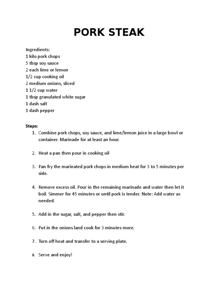 Pork Steak | Download Free PDF | Steak | Marination