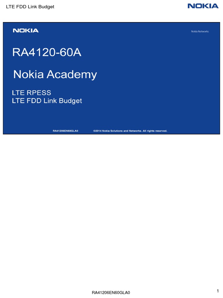 Nokia LTE FDD Link Budget Overview | PDF | Wireless | Telecommunications