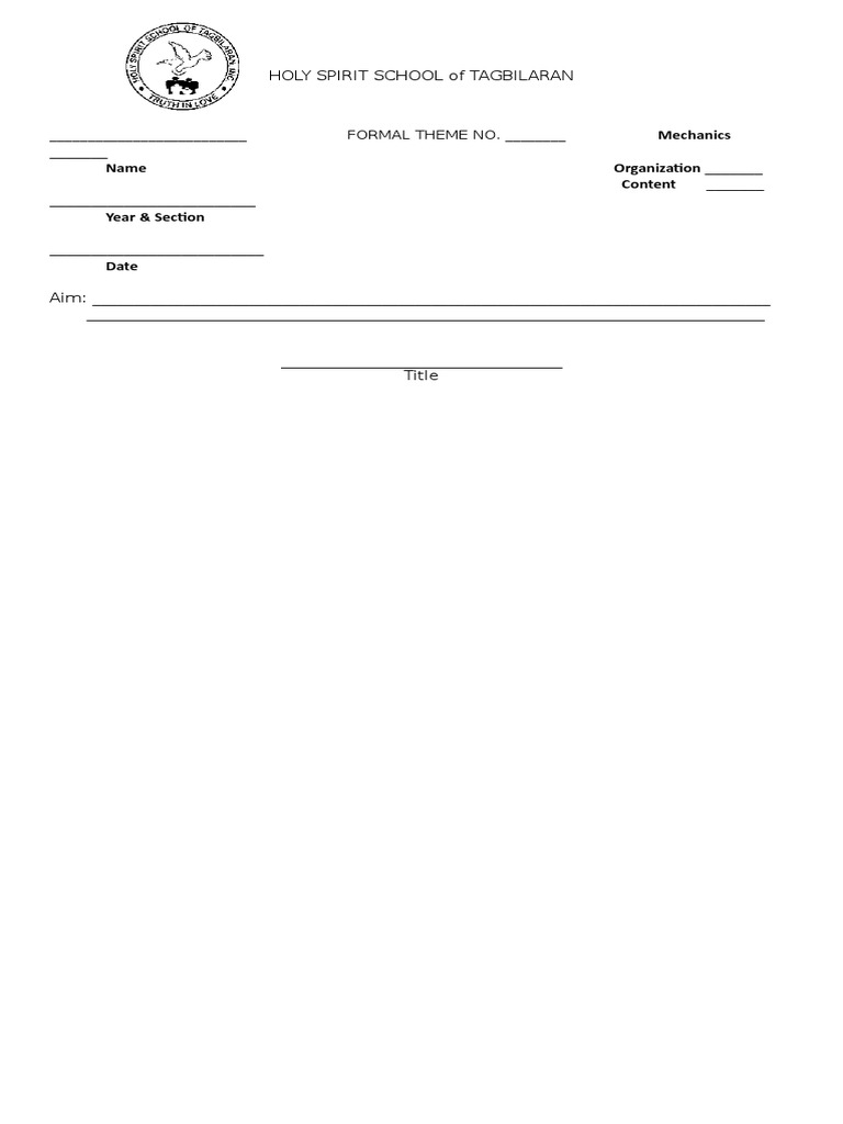 Formal Theme Format Pdf