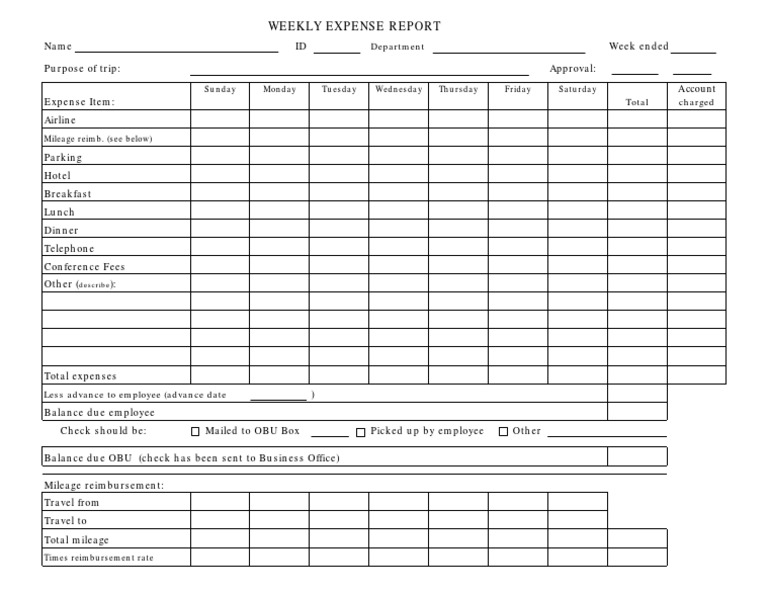 Printable Weekly Expense Report | PDF | Business