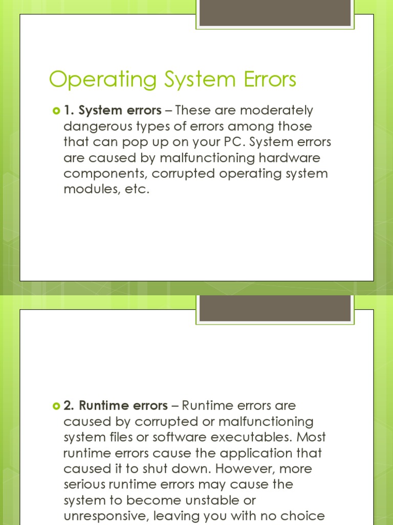 Operating System Errors | PDF | Web Page | Computer Hardware