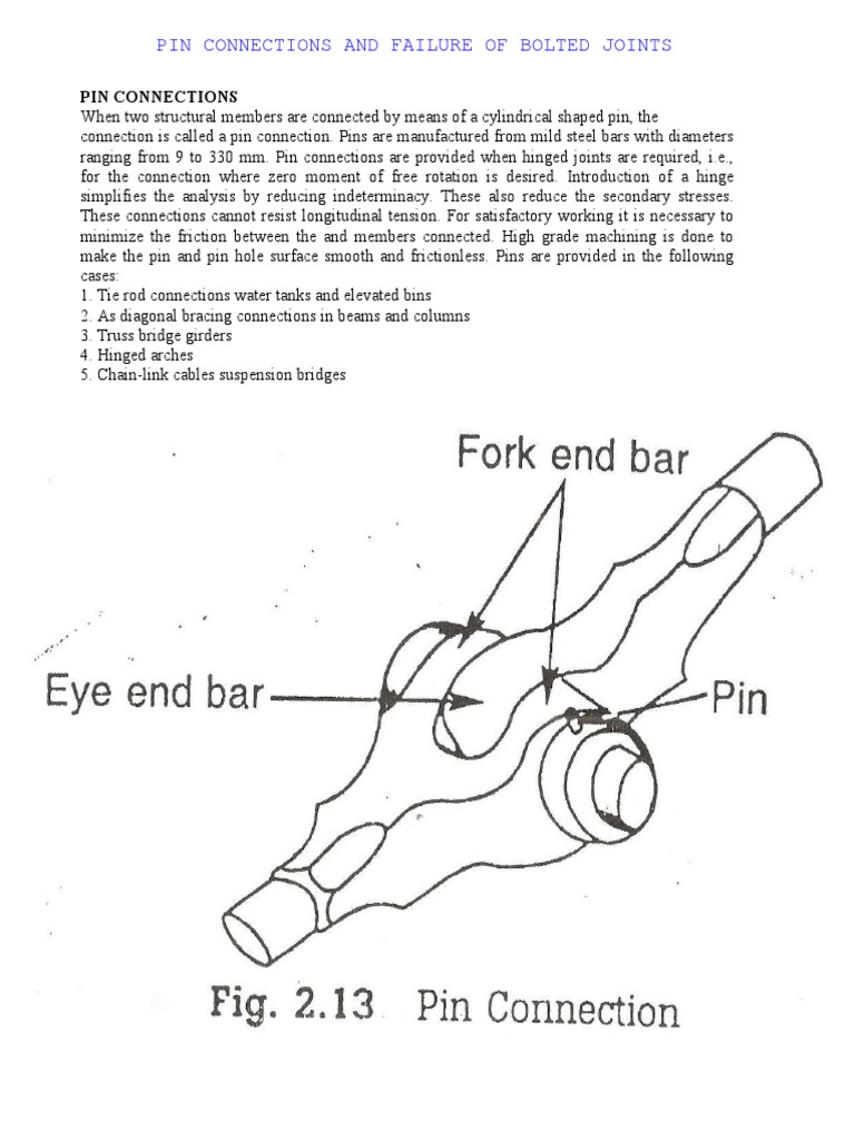 Pin Connections and Failure of Bolted Joints | PDF | Screw | Stress ...