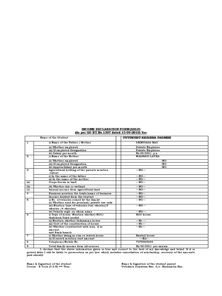 Income Declaration | PDF | Economies | Business
