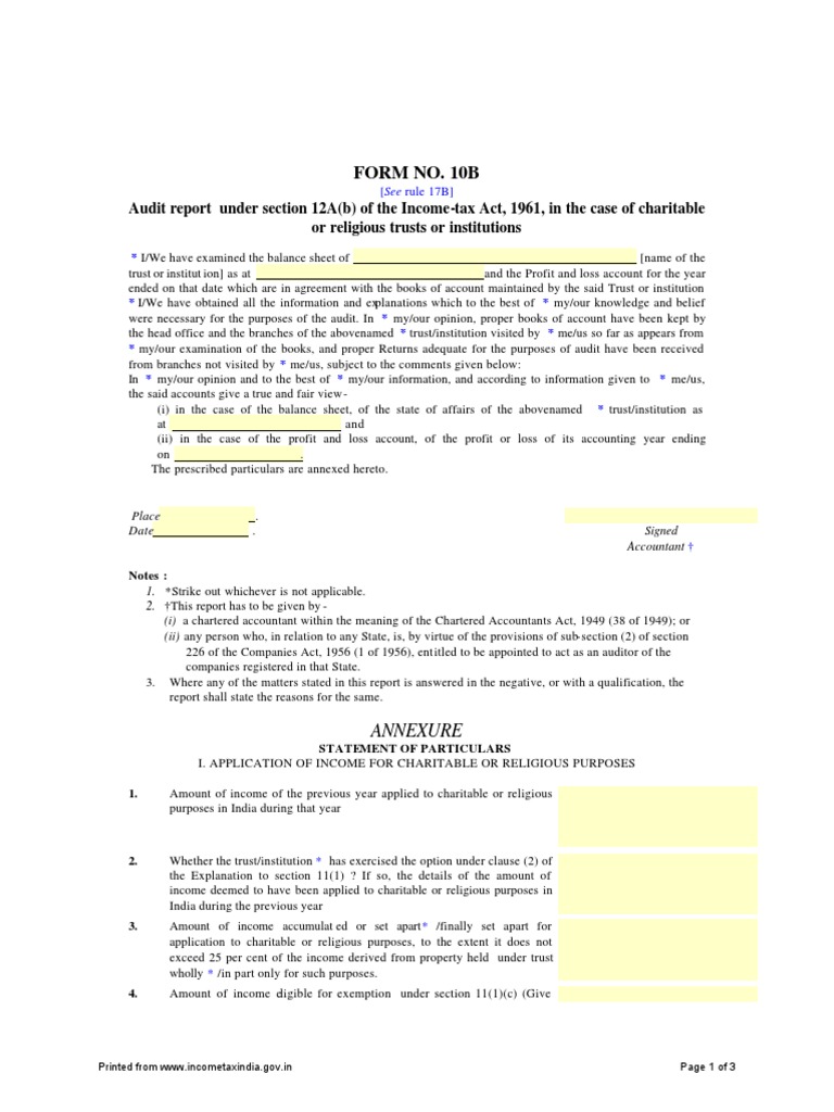 Form No. 10B | PDF | Property | Audit