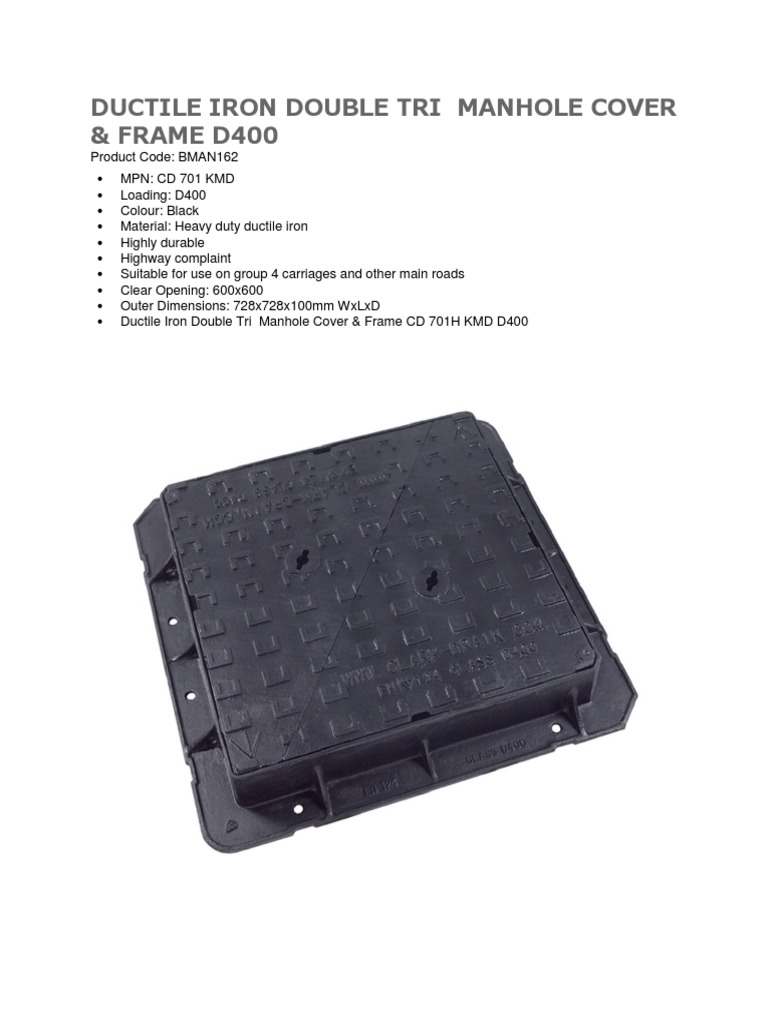 Ductile Iron Double Tri Manhole Cover & FRAME D400 | PDF | Technology ...