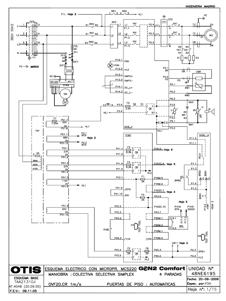 Copia de Otis Mcs 220 Gen2 Comfort Ovf20 Diagramas TAA21310J PDF | PDF