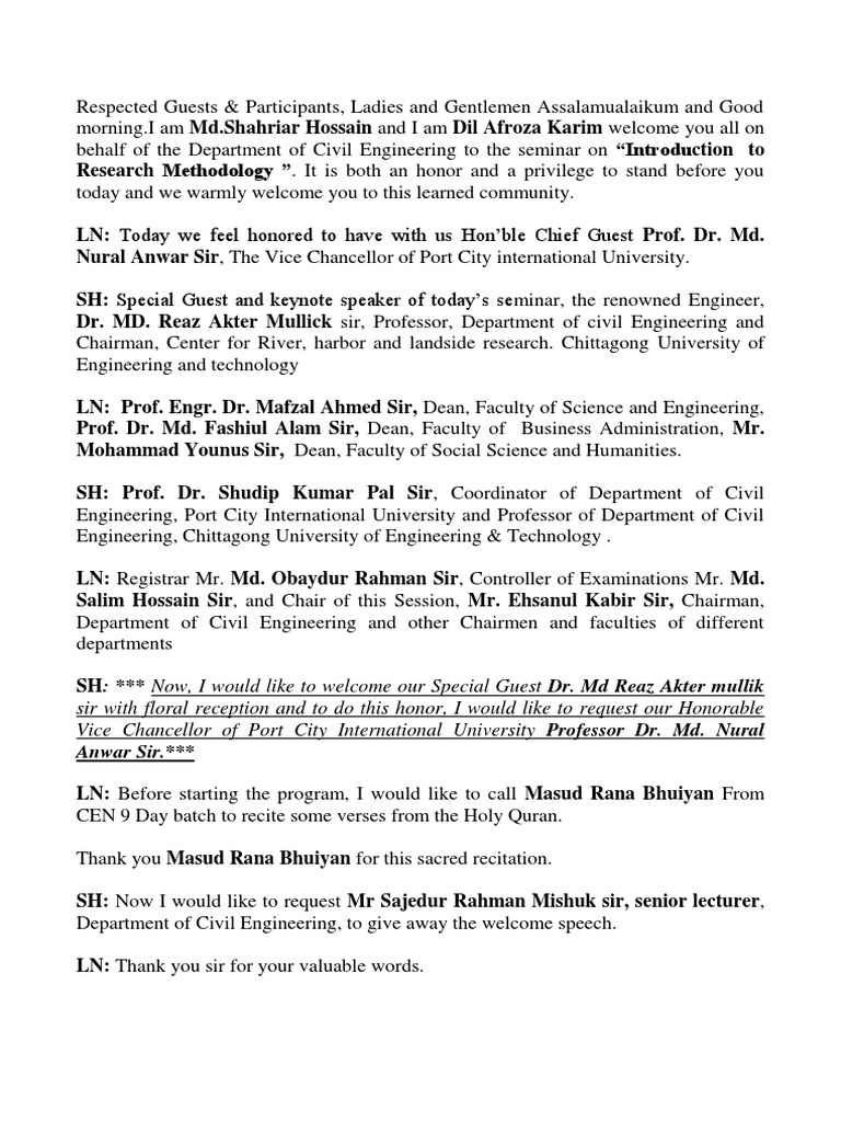 New Seminar Anchoring Script | PDF | Academia | Science