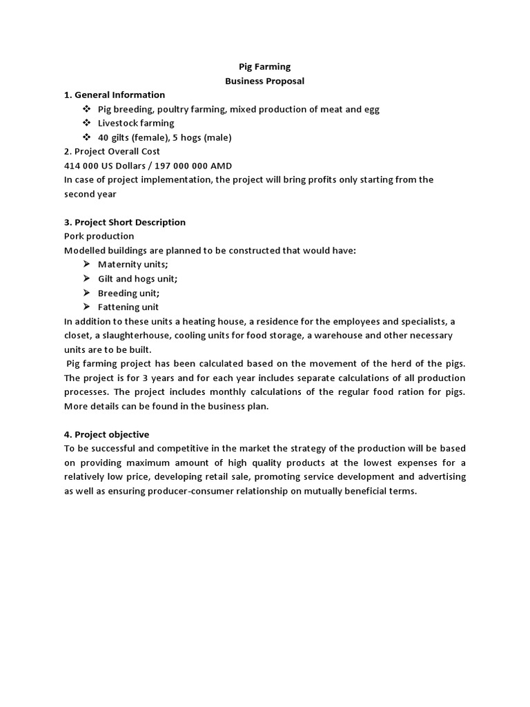 Pig Farming Business Proposal 1. General Information | PDF