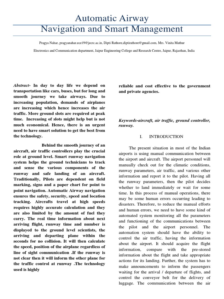 Smart Airway Navigation System | PDF | Air Traffic Control | Airport