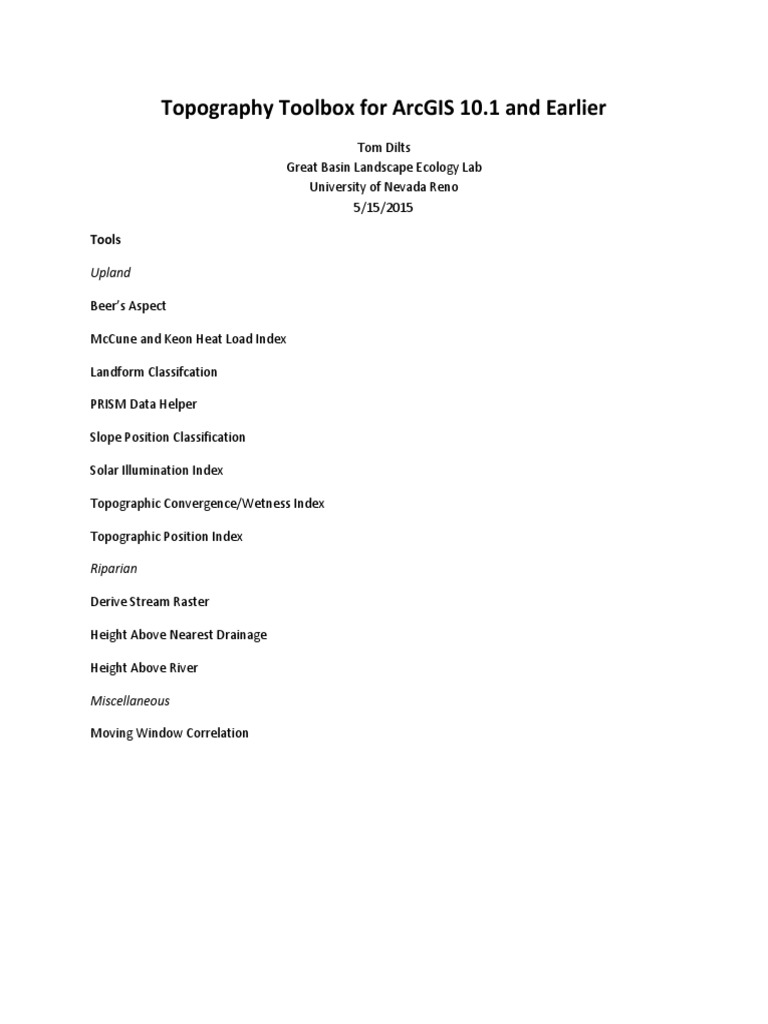 Topography Toolbox Manual | PDF