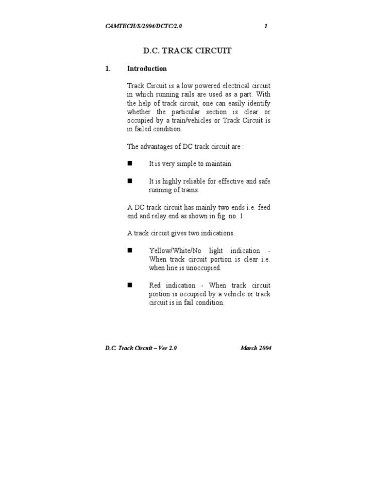 D.C. Track Circuit Requirements and Configuration - A Technical Guide ...