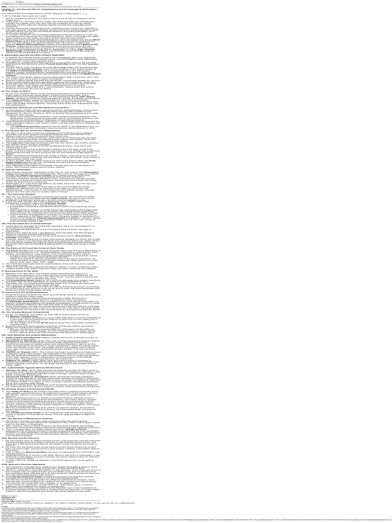 American History Notes 12 | PDF | James Monroe | War Of 1812