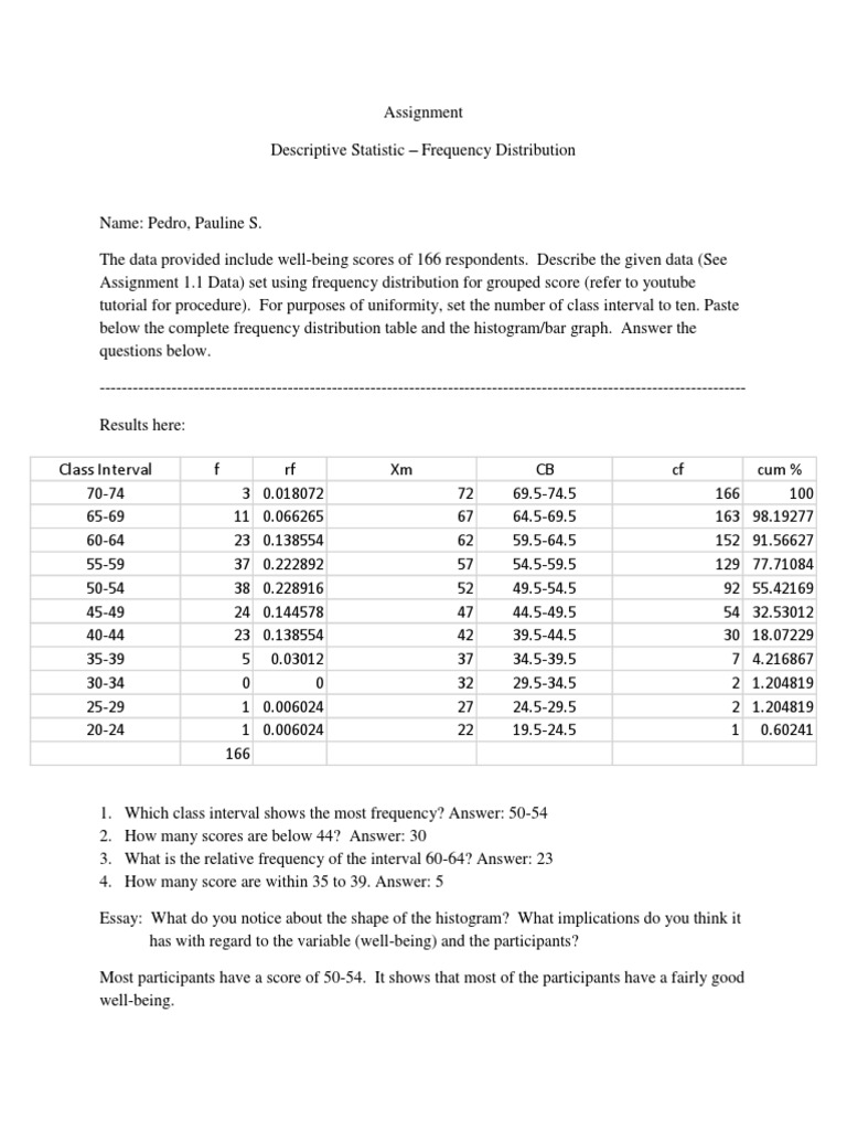 Assignment - Frequency Distribution | PDF | Histogram | Probability And ...