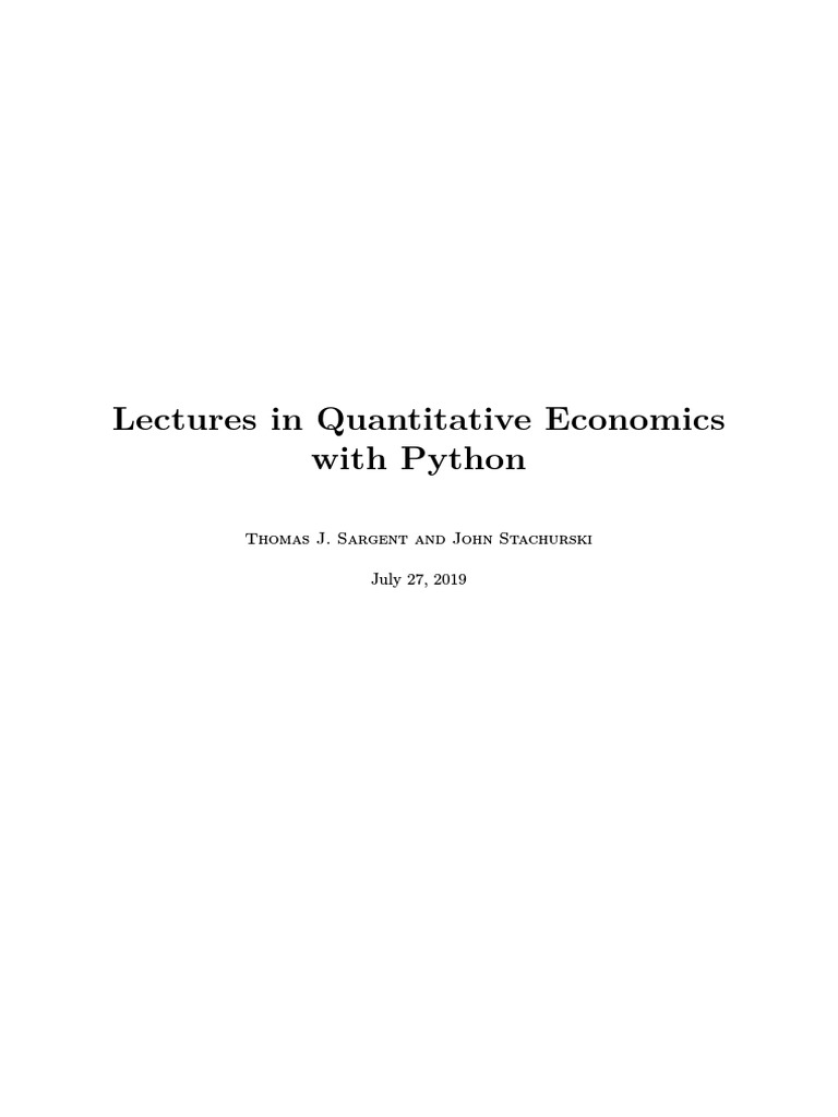 Quantitative Economics With Python Pdf Python Programming Language Programming Language
