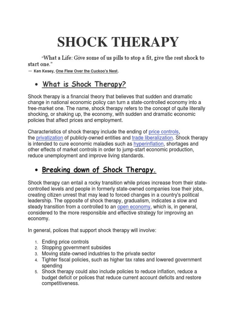What Is Shock Therapy? | PDF | Deficit Spending | Economics